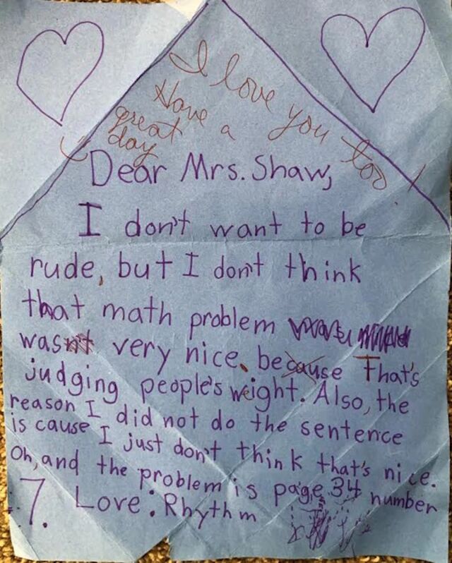 Student Refuses To Answer ‘Rude’ Question On Math Homework